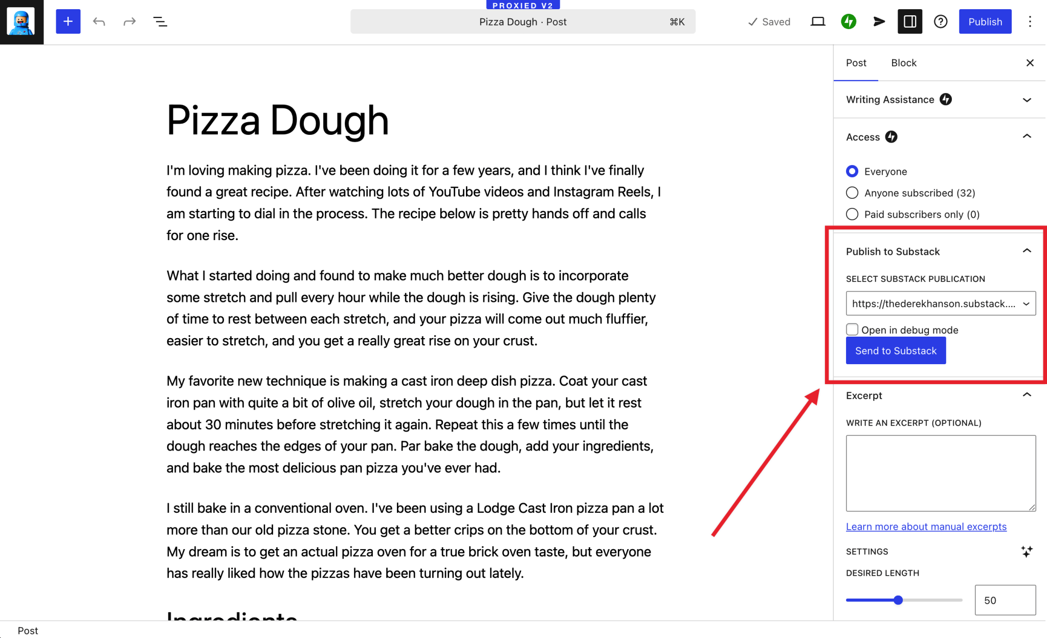 Posting from WordPress to Substack – Automattic Special Projects